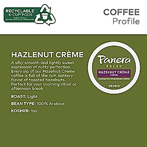 Panera Bread Hazelnut Creme Coffee, Keurig Single Serve K-Cup Pods, Flavored, 24 Count (Pack of 4)