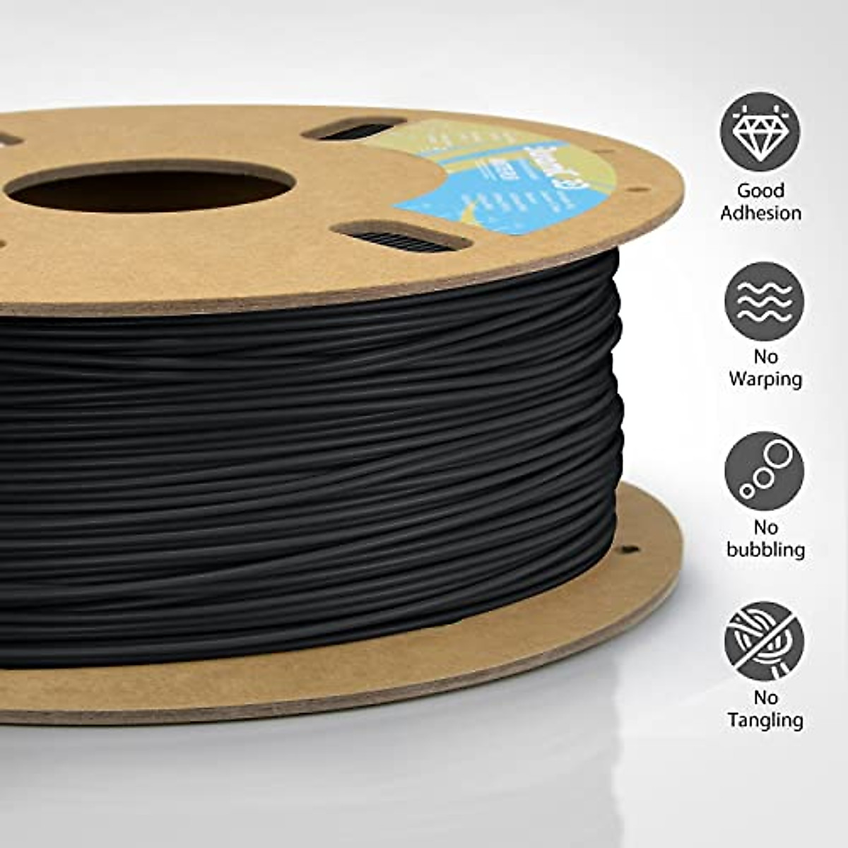 DURAMIC 3D Matte PLA Filament 1.75mm Black, 1kg Cardboard Spool Matte Finish 3D Printer Filament PLA 1.75mm Dimensional Accuracy 99% +/- 0.03 mm, Printing with FDM 3D Printer, Easy to Remove Support