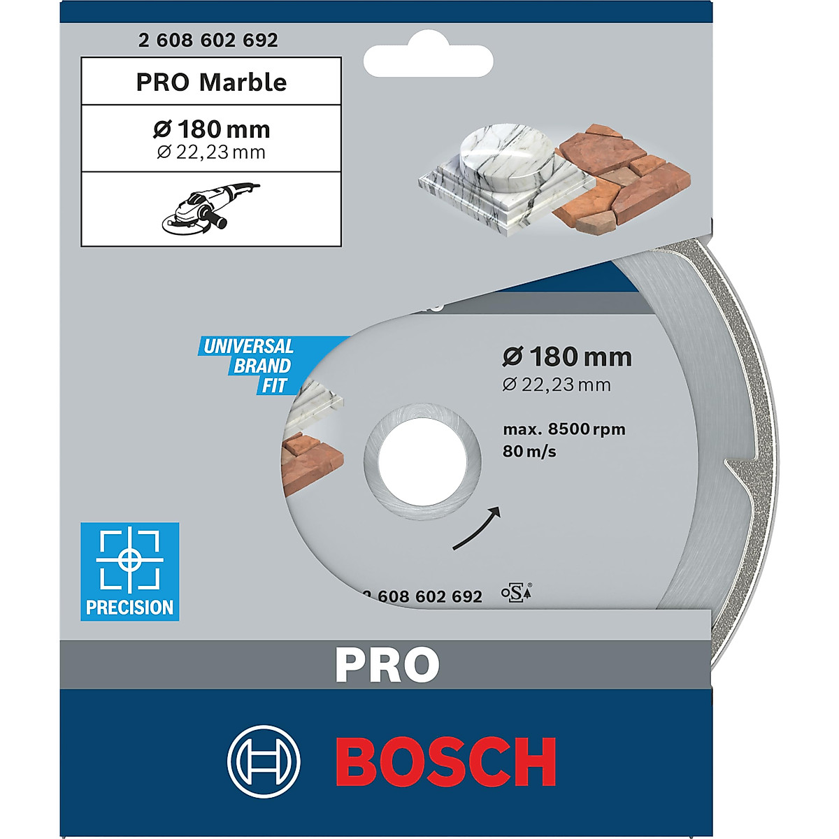 Bosch 2608602692 Diamond Cutting Disc Best for Marble, 180mm Ø, 22.23mm x 2.2mm x 3mm