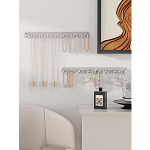 LongMen Acrylic Necklace display for Women,Necklace Holder Organizer for Girls,Jewelry Organizer Hanging with 12 Hooks,Jewelry Hangers for Necklace (2)