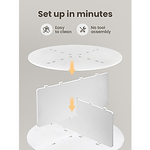 Toemics 7 Tier Rotating Shoe Rack Tower 28 Shelves, 360° Spinning Display Lazy Susan Organizer, Carousel for Shoes & Handbags, Easy Assembly, Includes 4 PCS Double-Layer Shoe Racks, White