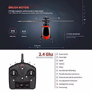 QAQQVQ Remote Control Helicopter, One Key Take Off/Landing, Altitude Hold RC Helicopter 4 Channel, 2.4GHz Aircraft Indoor Flying Toy Gifts for Boys Girls Beginners