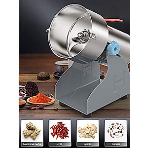Electric Grain Grinder, High Speed Timing Grinder Powder Machine for Herb Coffee Spices, Multifunction Cereals Grinder Mill with Overload Protection, Home/Commerci