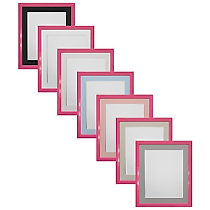 FRAMES BY POST 0.75 Inch Pink Picture Photo Frame With Pink Mount 50 x 40 cm Image Size 16 x 12 Inch Plastic Glass
