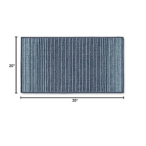 TOWN & COUNTRY BASICS Layne Modern Stripe Everwash™ Washable Area Rug with Non-Slip Backing, Pet Friendly Rug, Navy Blue/Blue, 20"x35"