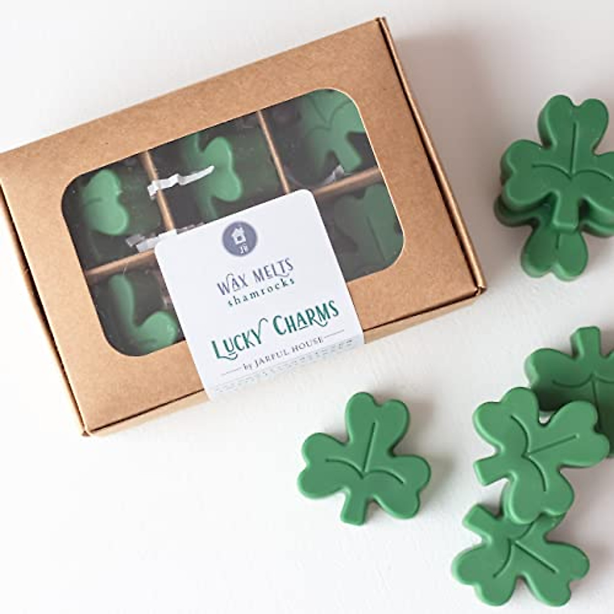 St. Patrick's Day Wax Melts Lucky Charms Sandalwood + Coconut | Strong Scented Shamrock Tarts Pack of 6 | St. Patty Clovers - 3 oz.