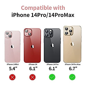 Mansoorr Camera Lens Protector for iPhone 14 Pro/iPhone 14 Pro Max, Alloy Metal Camera Cover with Tempered Glass Screen Protector Accessories,Case Friendly,Scratch Resistant,Easy to Install -Gold