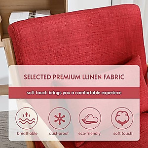 ANJHOME Mid Century Modern Accent Chair, Comfy Fabric Reading Chair with Solid Wood Frame, Easy Assembly Armchair for Living Room