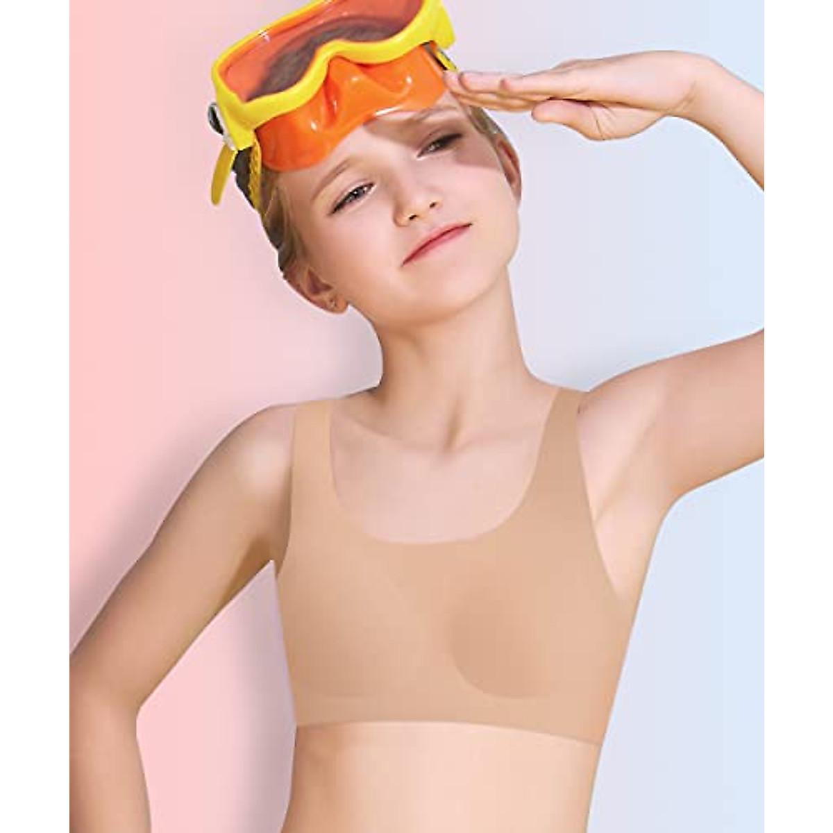 YACCA Girls Seamless Bra Ultra Comfort Soft,Thin AA Cup,Invisible Dig-Free Teen Bras,Girls Training Bra 8-10 10-12 12-14 14-16 16-18 Years Old