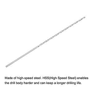 uxcell HSS(High Speed Steel) Extra Long Twist Drill Bits, 3mm Drill Diameter 300mm Length for Hardened Metal Woodwork Plastic Aluminum Alloy 2 Pcs