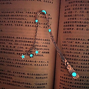 Metal Feather Bookmark Book Marks with Butterfly Pendant Glow in The Dark Dragonfly Owl Dragon Bookmark for Book Lovers(Silver Small Butterfly)