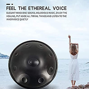 MFYDPP Handpan Steel Drum,9 Notes 22 Inch Steel Tongue Drum with Soft Hand Pan Bag, 2 Handpan Hammers, Handpan Stand, Dust Free Cloth