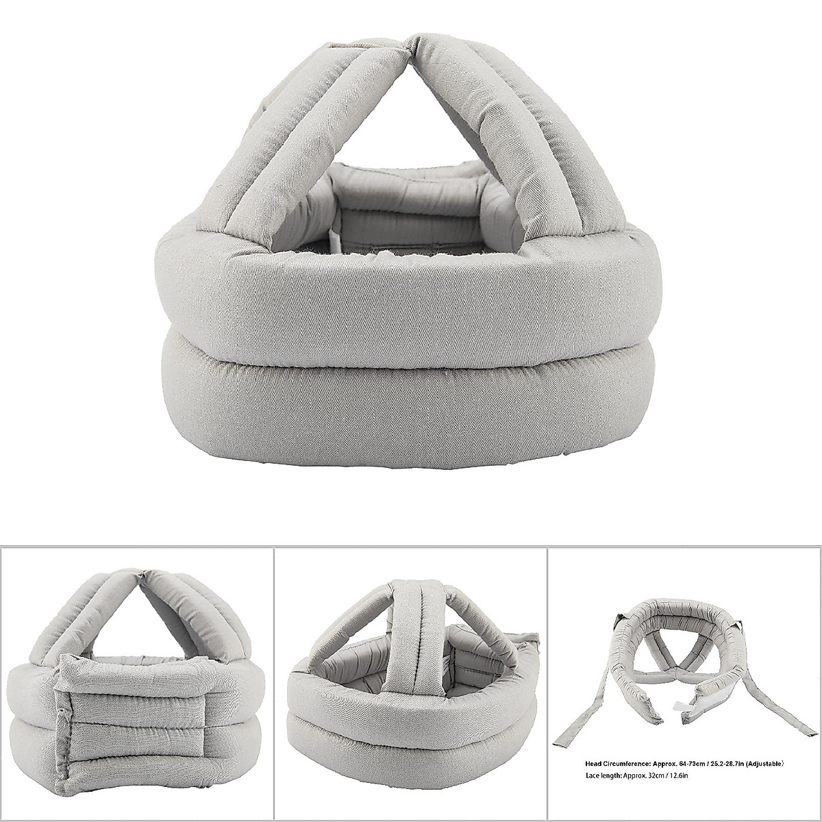 Elderly Protective Hat Anti-Fall Head Helmet Head for Elderly Falls Protective Hat Elder Head Safety Helmet for Elderly/Patient/Handicapped/Stroke Patients(Light Gray lace)