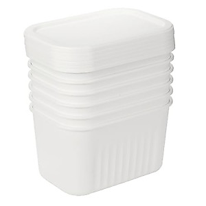 Dicunoy 6 Pack Lidded Storage Bins with Lids, Stackable Storage Baskets, White Plastic Pantry Organizer for Toiletries, Shelf, RV, Lockers