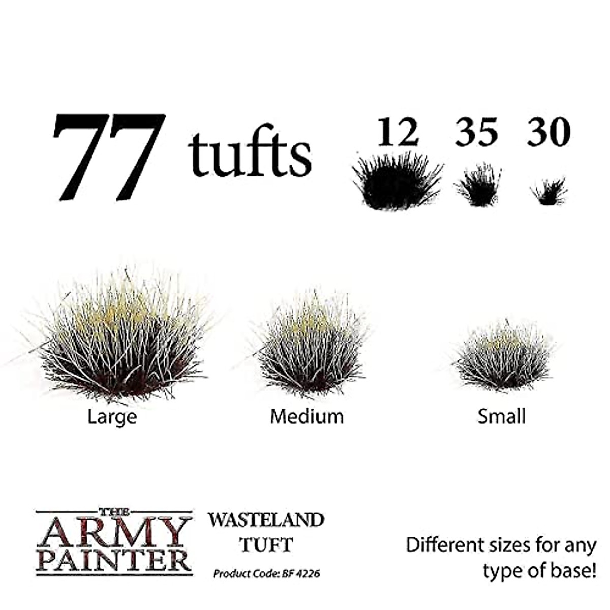 The Army Painter - Battlefield Tufts - Wasteland Tuft Bundle with Woodland Tuft and Swamp Tuft - Terrain Model Kit for Miniature Bases and Dioramas - 77 Pcs 3, Sizes