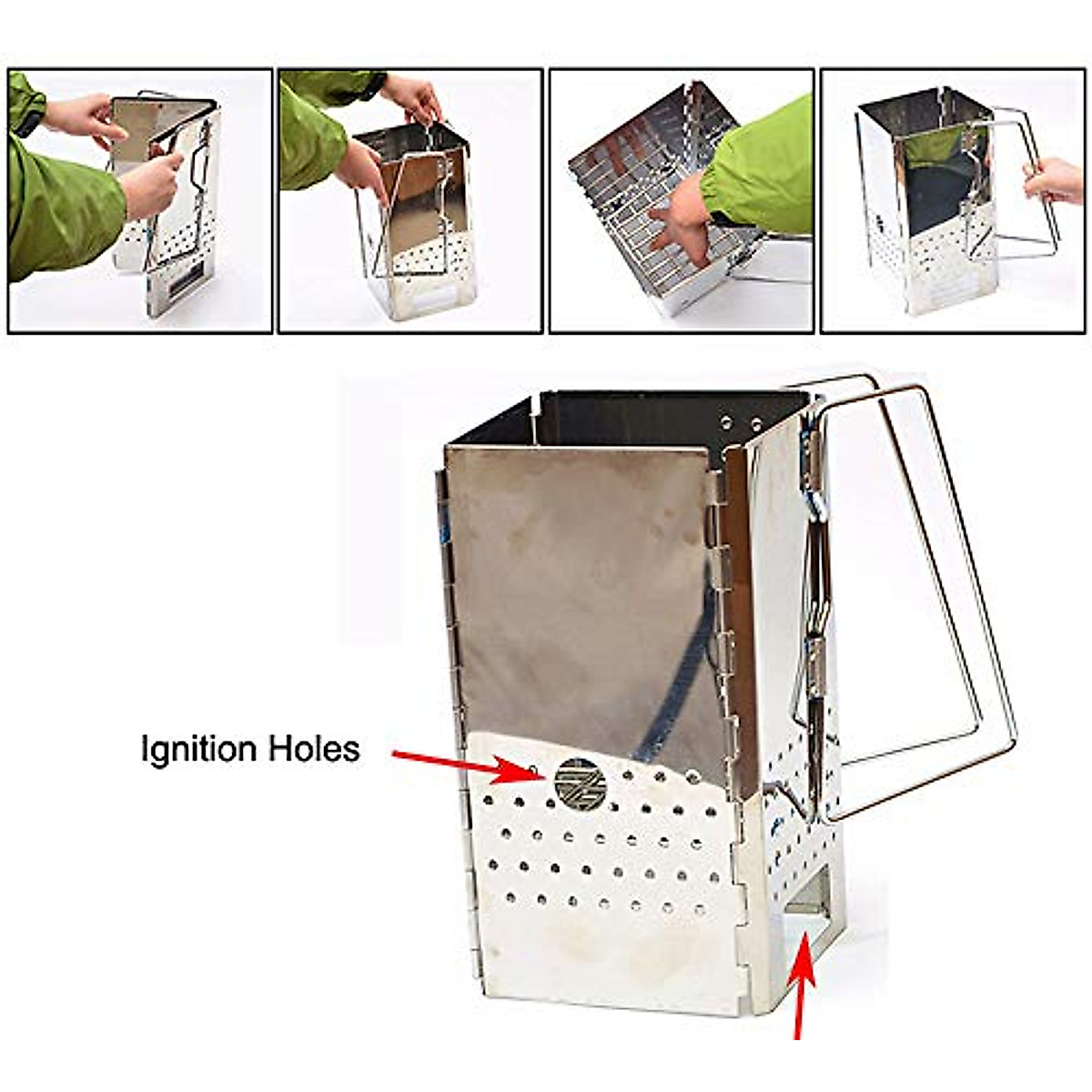 Portable Chimney Starter Stainless Steel Outdoor BBQ Foldable Charcoal Starter father's day gift