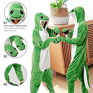 YAOMEI Women Onesies Adult, Mens Kigurumi Onesies Unicorn Pyjamas Sleepsuit Nightwear 3D Hoodie (Snake, XL)