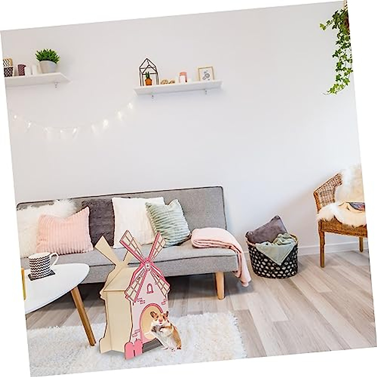 Mipcase 3pcs Hamster Windmill House Squirrel Toys Chinchilla Toys Guinea Pig cage Accessories Hamster Castle House Hamster cage Accessories Hamster Tunnel Wooden Rat Hideout Rat Supplies