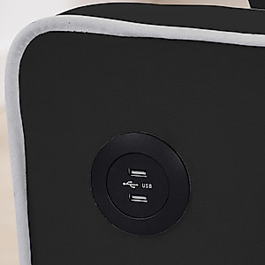 GarveeHome 3-in-1 Multi-Functional Velvet Sleeper Couch Pull-Out Bed, Loveseat Sofa Chaise Lounge with Cupholder, USB Port, Side Pocket, 2 Pillows and Adjustable Backrest, for Living Room, Black