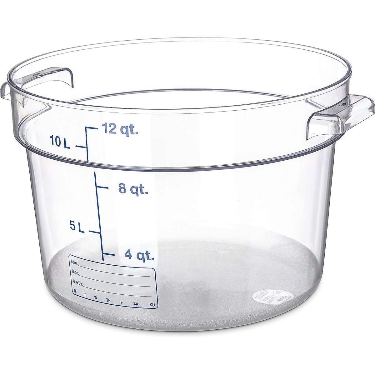 CFS 1076707 StorPlus Polycarbonate Round Food Storage Container, 12 Quart, Clear