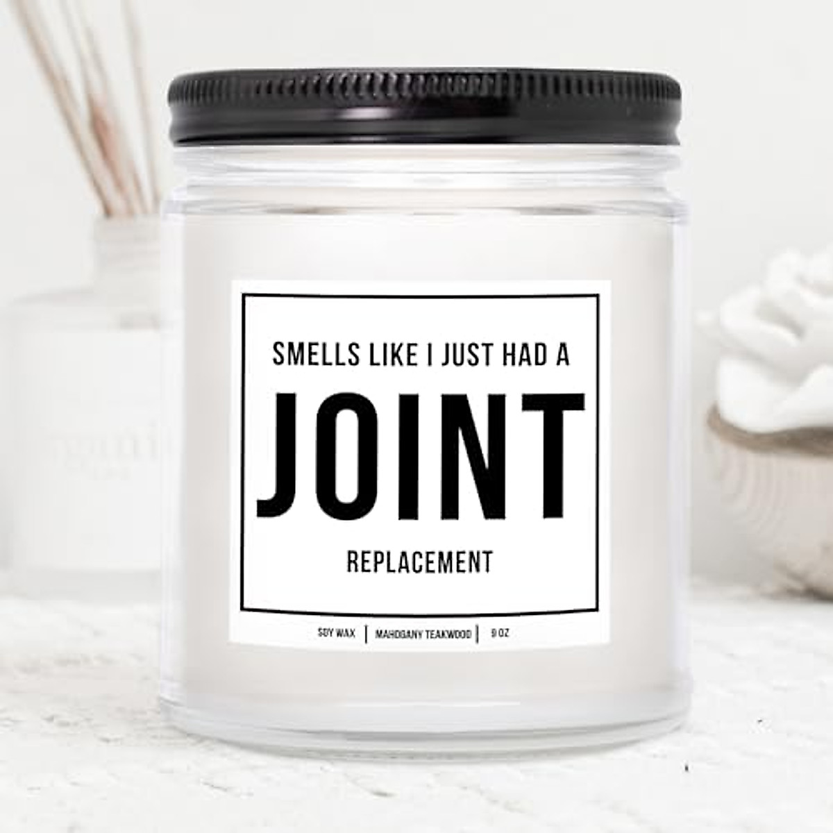 YouNique Designs Joint Replacement Candle - Hip Surgery Gifts, After Knee Surgery Gifts for Women, Knee Replacement Gifts, Hip Replacement Gifts, Knee Surgery Recovery Gifts (Mahogany Teakwood)