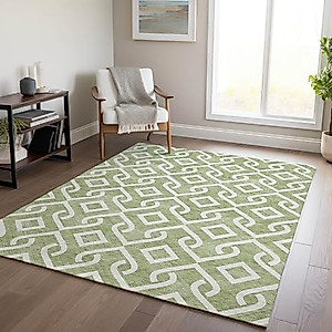 Addison Rugs Chantille ACN621 Green 9' x 12' Indoor Outdoor Area Rug, Easy Clean, Machine Washable, Non Shedding, Bedroom, Living Room, Dining Room, Kitchen, Patio Rug