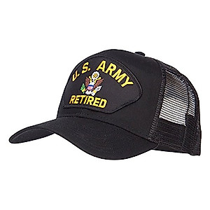 e4Hats.com US Army Retired Logo Patched Mesh Cap - Black OSFM