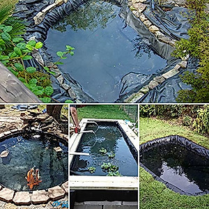 MAPORCH Upgraded 16.5 x 26.5FT Reinforced Polyethylene Fish Pond Liner with 24 Mils Thickness, Black Pond Skins Liner for Fish Koi Pond, Garden Pool and Irrigation Pond