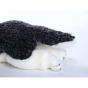 CU-MATE 15.7'' Siberian Husky Stuffed Dog Animal Simulation-Realistic & Lifelike Soft Handmade Lying Dog Plush Toy Puppy -Present Gift for Boys and Girls