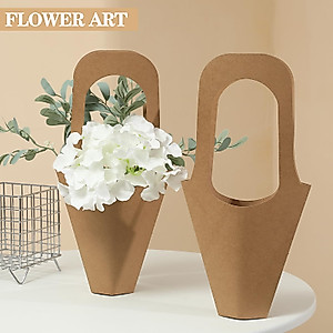 xialgshe 20 Pcs kraft paper flowers gift bags bouquets bags cones flower bouquet bags with handle to make bouquets for wedding,paper wedding birthday gift bag valentines day gift bag