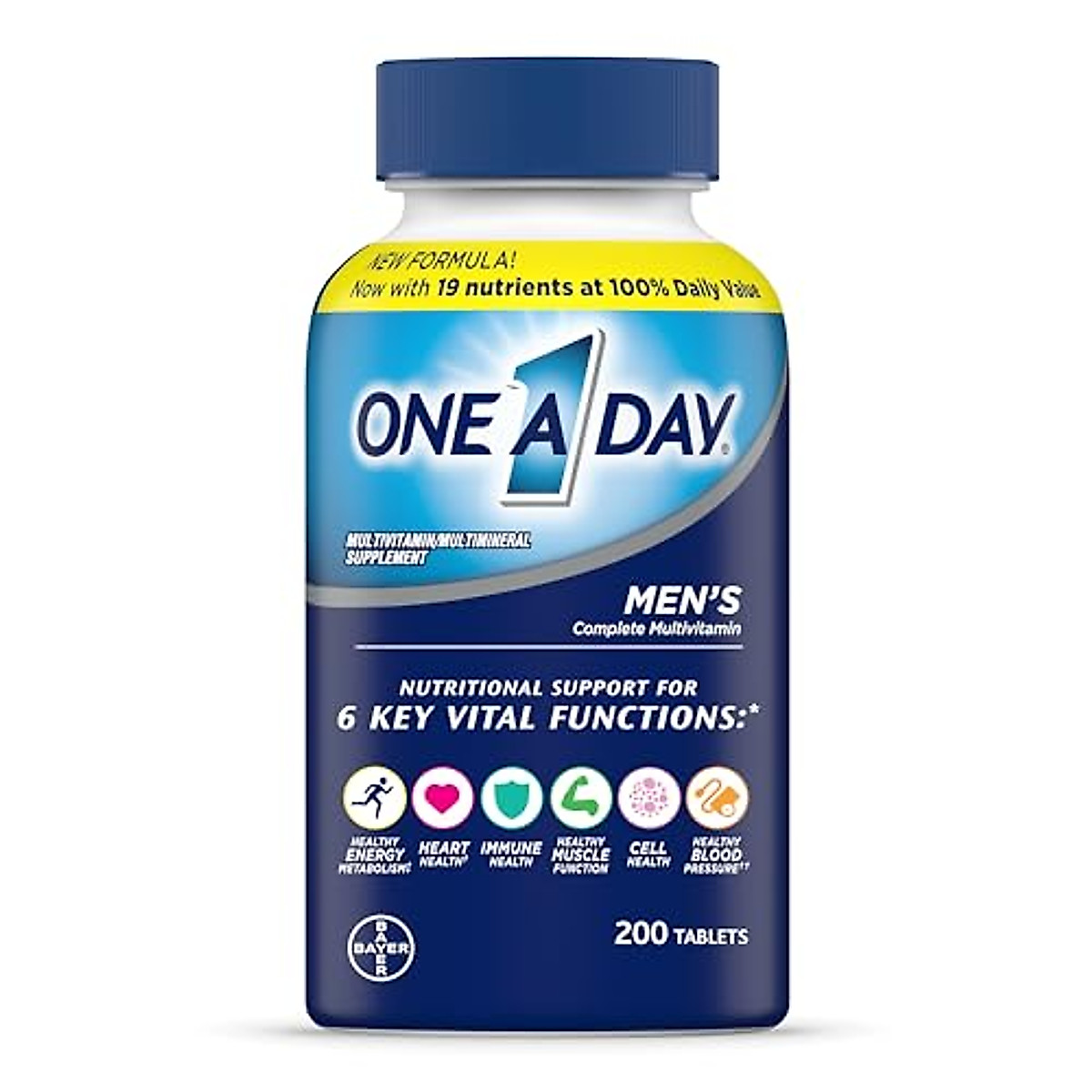 One A Day Men’s Multivitamin, Supplement Tablet with Vitamin A, Vitamin C, Vitamin D, Vitamin E and Zinc for Immune Health Support, B12, Calcium & more, 200 count (Packaging May Vary), pack of 1