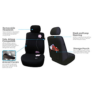 FH Group Automotive Seat Covers Floral Cloth Front Seats Only Combo Small Car Seat Cover Design, Airbag Compatible Universal Fit Interior Accessories Cars Trucks SUV Automotive Seat Covers
