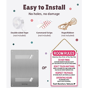 Funny Room Rules Sign - Cute Room Decor for Teen Girls Bedroom, Pink Preppy Room Decorations, Cute Teenage Door Sign & Fun Gifts for Birthday and Holidays (Room Rules)…