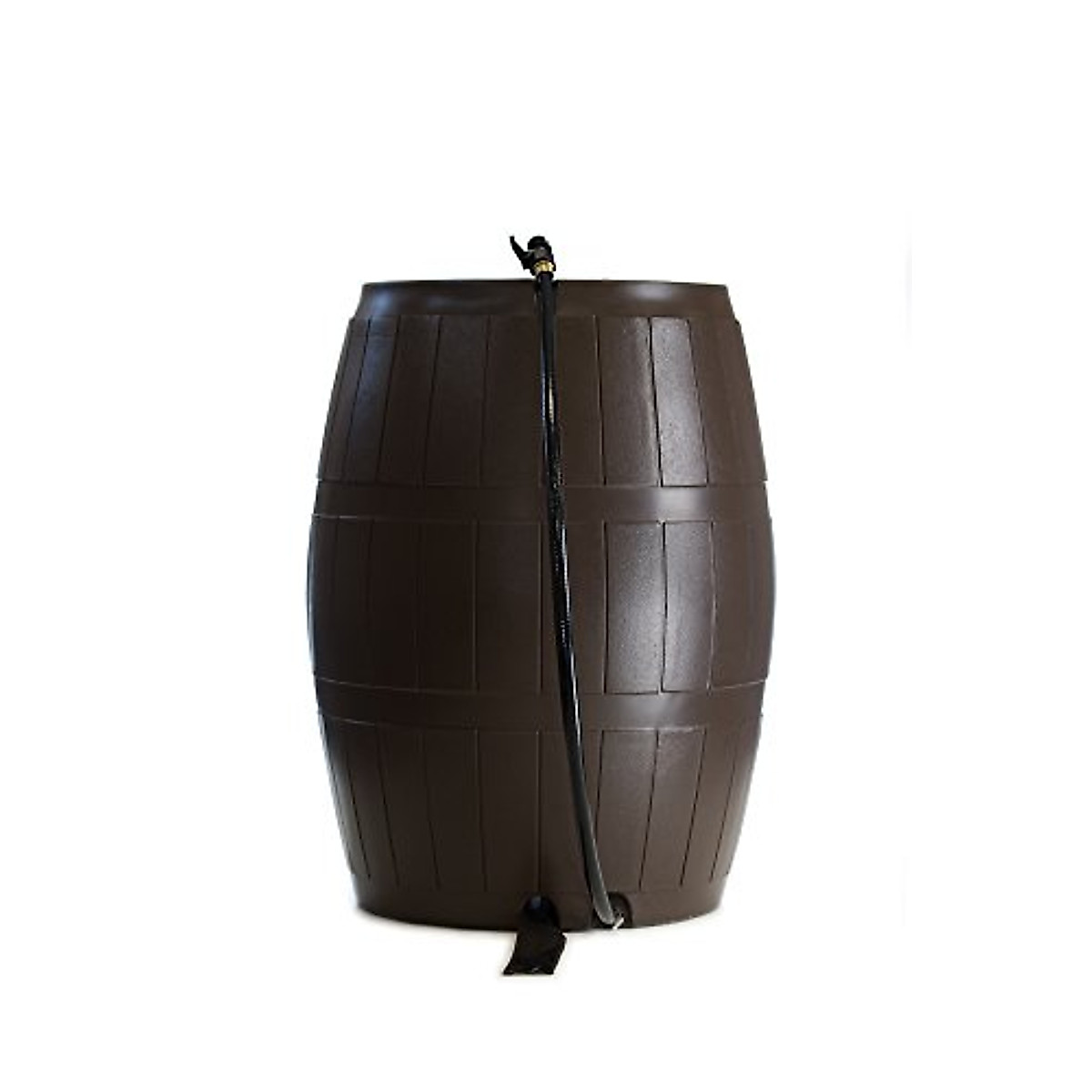 FCMP Outdoor RC4000 50-Gallon Heavy-Duty Outdoor Home Rain Catcher Barrel Water Container with Spigots and Mesh Screen, Brown