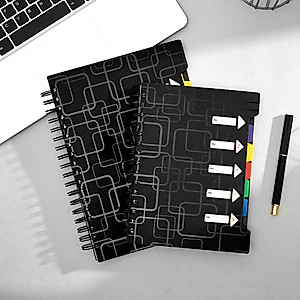 CAGIE Spiral Notebook for Work 240 Pages 5 Subject Notebooks College Ruled with Dividers Tabs A5 Small Spiral Bound Journal for School Office Supplies Note Taking, 5x7, Black