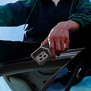 HUALIMEI Luxury Case for iPhone 13 Pro Max 6.7", Carbon Fiber Aluminum Phone Cover, Military Protective Armor with Tempered Glass Screen Protector Full Body Heavy Duty Shockproof Protection for Men