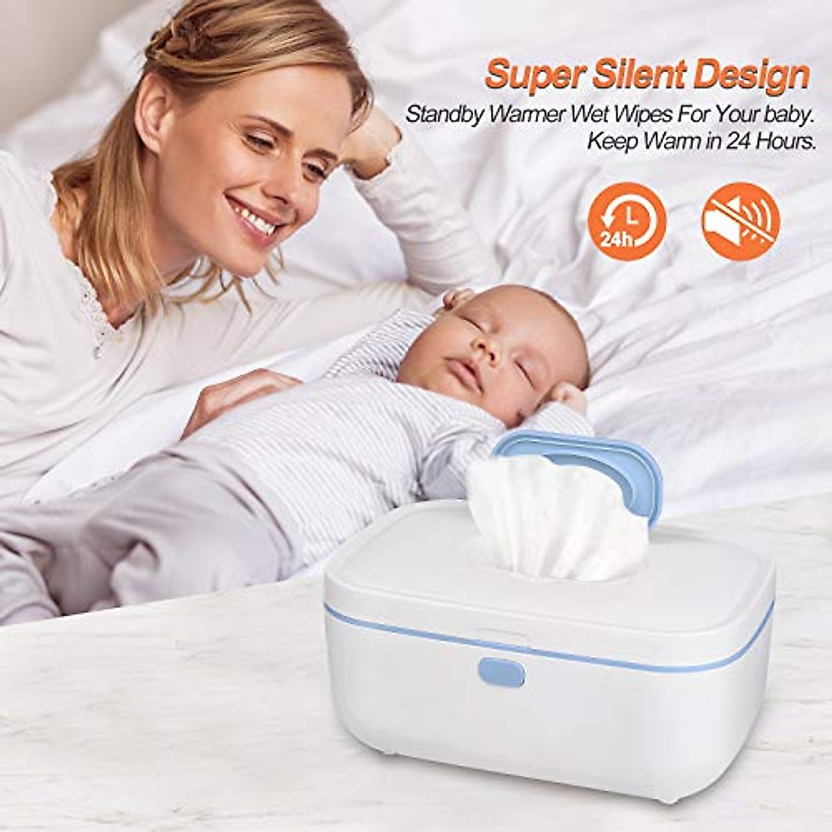 Wipe Warmer,Baby Wipe Warmer - Wet Wipe Warmer Baby is Super Fast Top Heating System with Constant Temperature, LED Display Shows Precise Temperature（White Blue）
