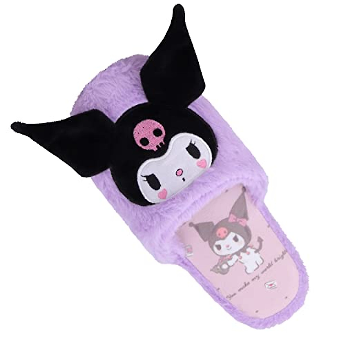 Roffatide Anime Kuromi Slippers Plush Slippers Furry Indoor Slide Slipper Bedroom Shoes House floor Slipper for Women girls