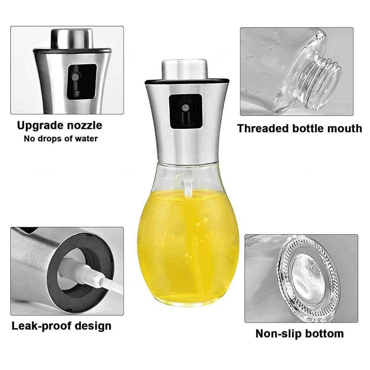 Oil Sprayer for Cooking, Portable Oil Spray Bottle,200ml Glass Olive Oil Sprayer Mister with Funnel for Baking, BBQ, Salad, Air Fryer, Roasting