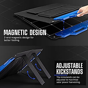 ATEM POWER 100W Portable Solar Panel Foldable Monocrystalline Solar Panel with Adjustable Kickstand Efficient Charge for 12V Battery Power Station for RV Overland Marine Outdoor Camping