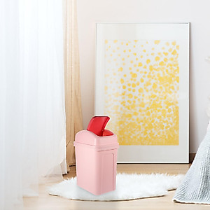 Cabilock Swing Lid Trash Can Round Garbage Bin Large Wastebasket Bucket Container for Bathrooms Powder Rooms Kitchens Office Pink