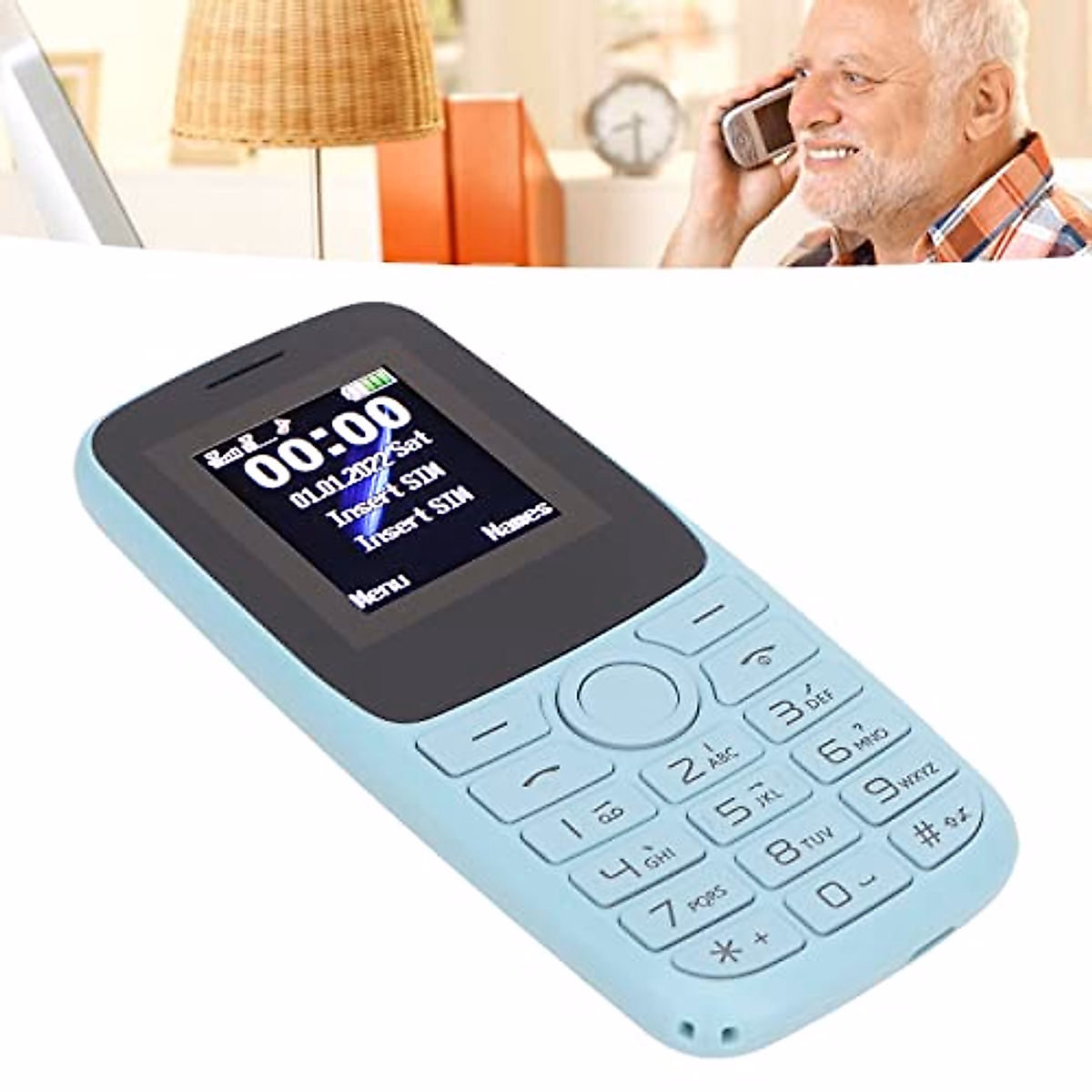 FOSA Senior Cell Phone, 2G GSM, High Volume Unlocked Basic Mobile Phone, 2.4 Inch Large Screen, Dual SIM Supported, Big Buttons Unlocked Cellphone for The Elderly Parents (Sky Blue)