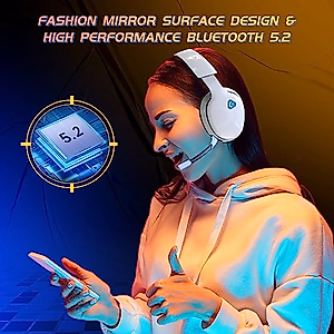 Gvyugke Wireless Gaming Headset 2.4GHz USB for PS5, PS4, PC, Switch, Mac, Bluetooth 5.2 Gaming Headphones with Detachable Microphone for Gamer, Surround Sound, 3.5mm Wired Jack for Xbox Series(White)