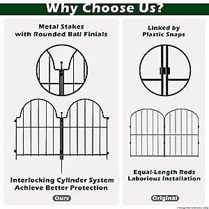 Samamixx Decorative Garden Fence, 10 Pack No Dig Fencing 10.83ft(L) × 22in(H) Animal Barrier Border for Dog Rabbit Pet, Metal Garden Edging Fence Panels with No-Dig Stakes for Outdoor Yard Patio Lawn