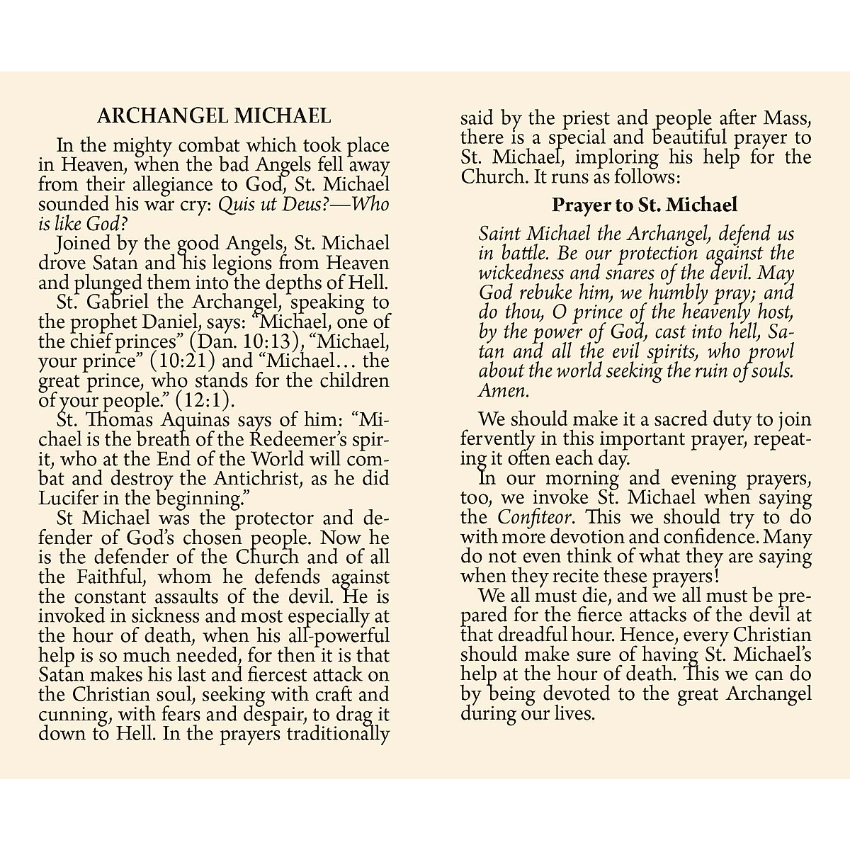 St. Michael Medal with Holy Card Bronze