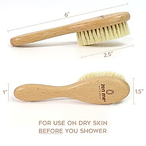 Dry Brush for Face for Smooth Radiant Skin by Zen Me, Natural Face Exfoliator Tool to Unclog Pores, Promote Lymph Flow & Reduce Swelling, Facial Brush with Natural Boar Bristles & Polished Wood Handle