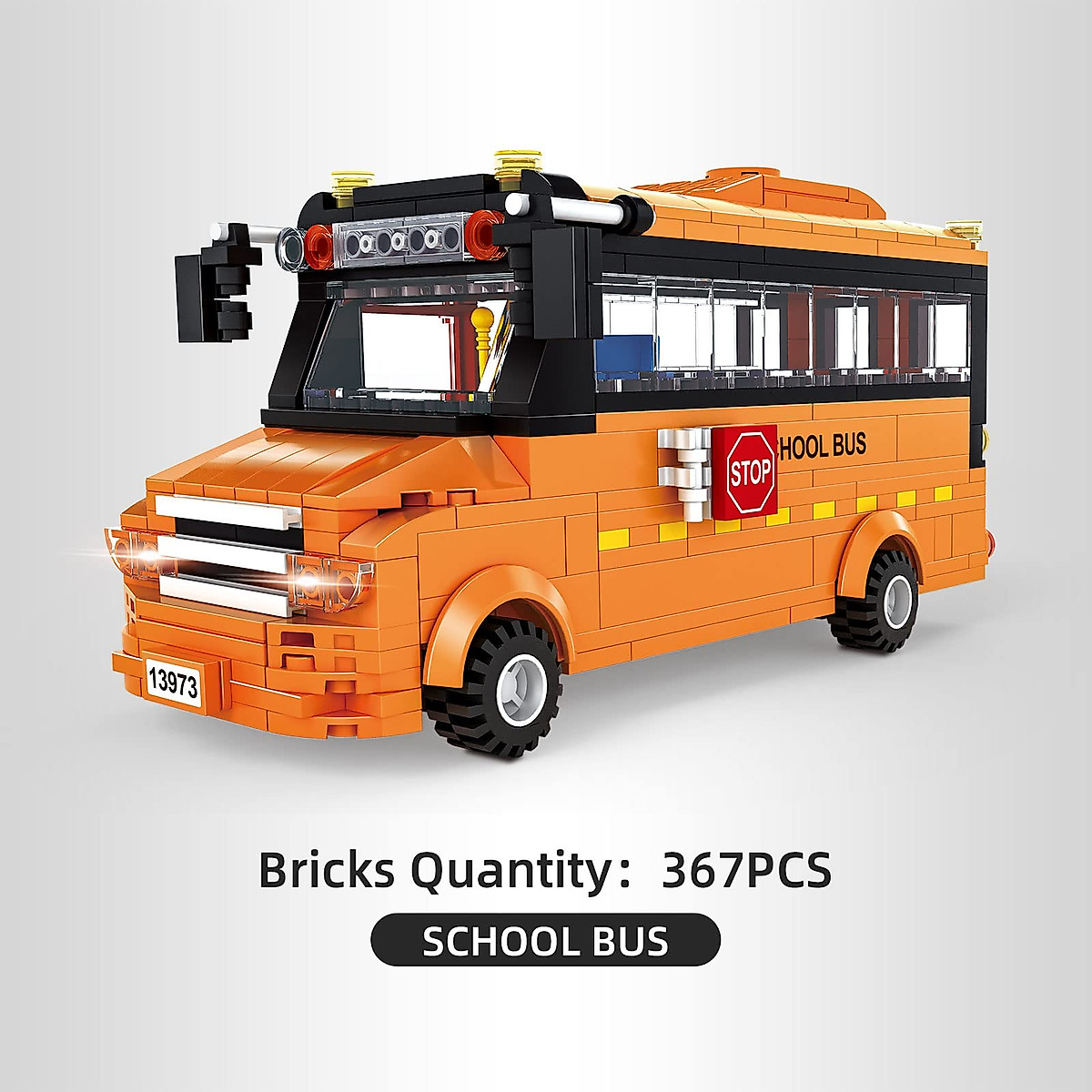 Wange School Bus Toys for Kids Children's Building Blocks London Bus Vehicles Model Kid's Creative Car Gift Construction PlaySet (School Bus)