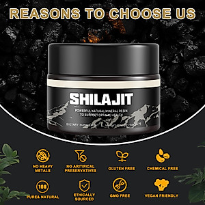 Shilajit Pure Himalayan Organic Shilajit Resin - Gold Grade 100% Shilajit Supplement - Natural Shilajit Resin with 85+ Trace Minerals & Fulvic Acid for Focus & Energy, Immunity, 50 Grams (2 Pack)
