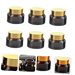 Lurrose 6pcs Travel Mini Jars Samples Face Brown Ml Facial Glass Leak-proof Up Balms Lids Refillable Jar for Cream Containers Clear Creams Makeup Round Eye Small Jewelry Lip Size