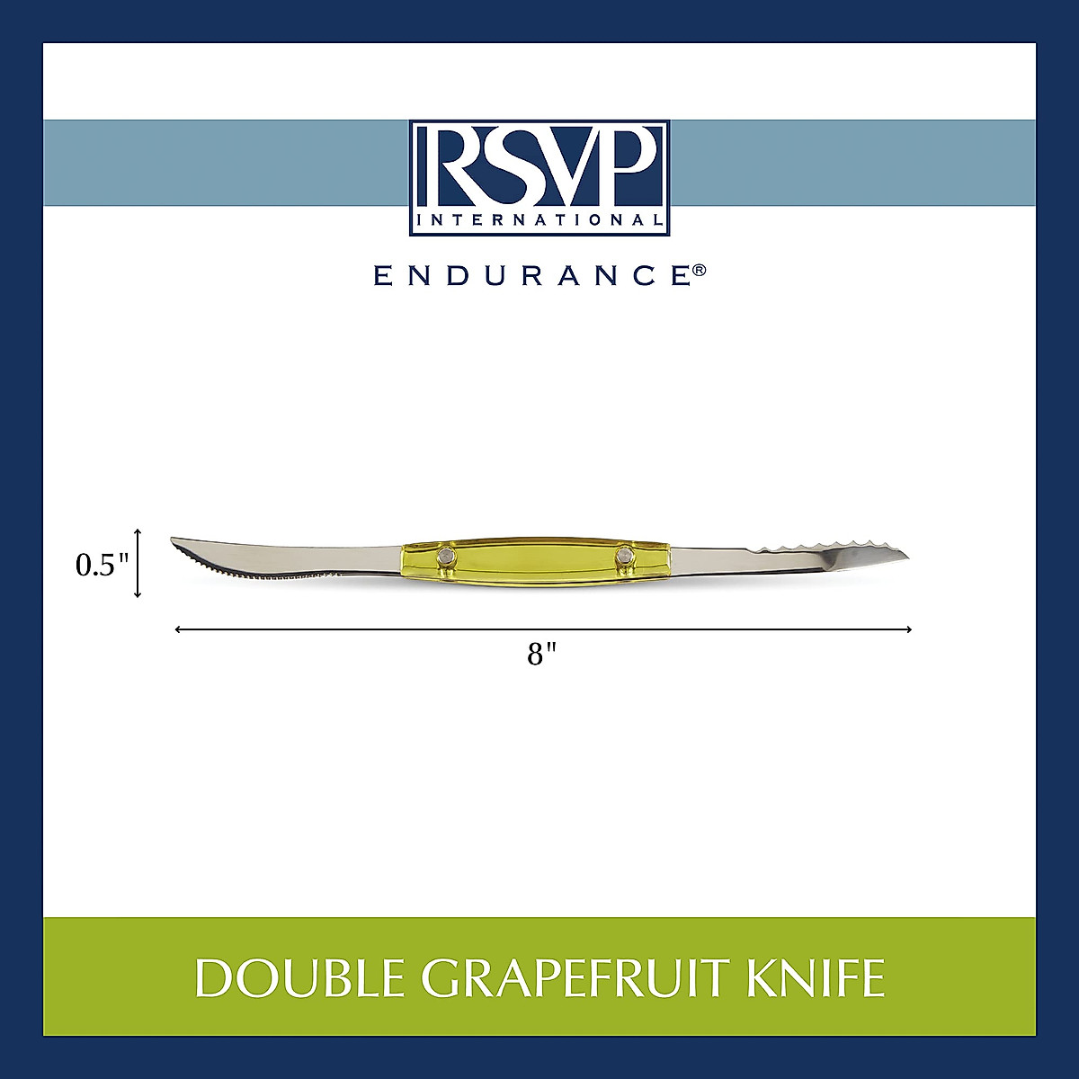 RSVP International Endurance Grapefruit Tool Collection Stainless Steel, Dishwasher Safe, Double Knife
